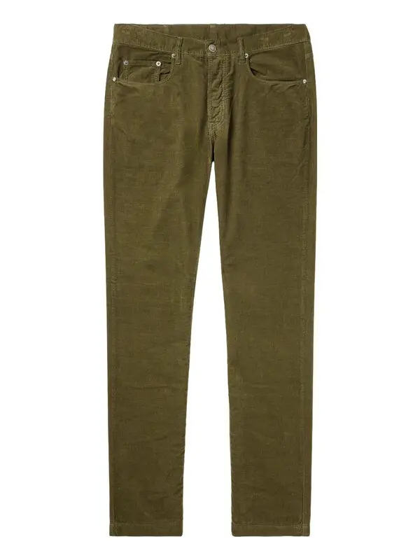 Massimo Alba Slim-fit Straight-leg Cotton-corduroy Trousers - Green