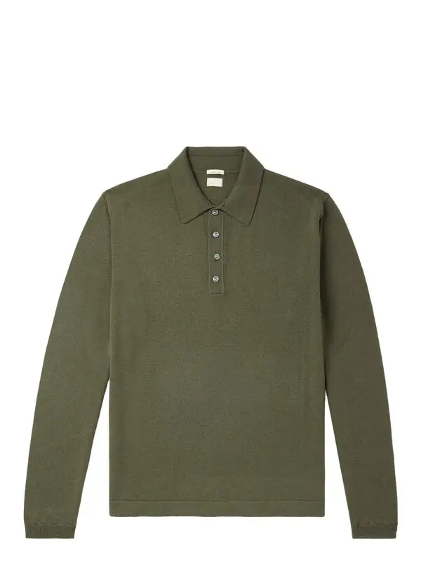Massimo Alba Wool Polo Shirt - Green