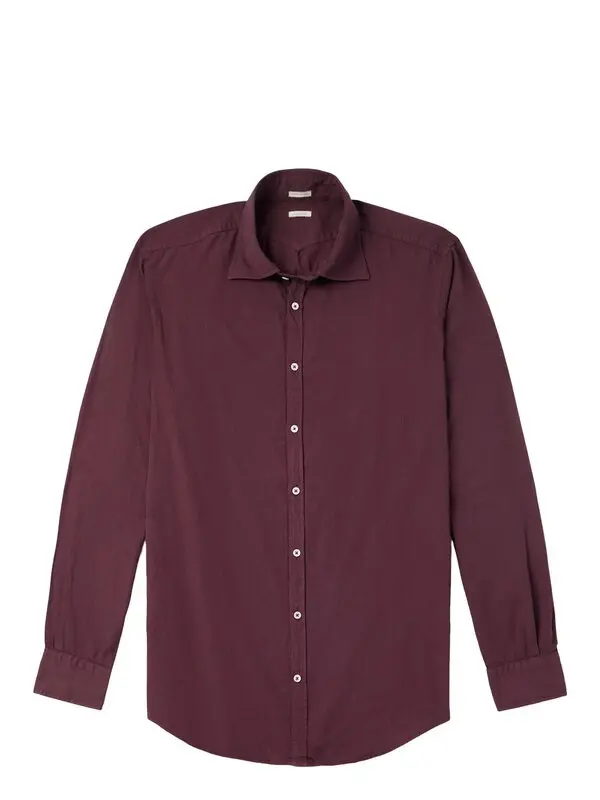 Massimo Alba Striped Cotton Shirt - Burgundy