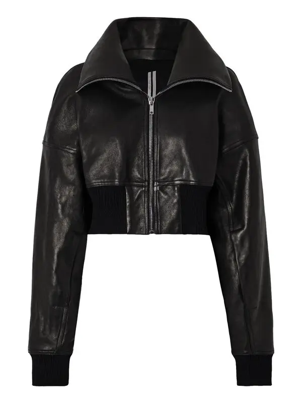 Rick Owens Cropped Padded Leather Jacket - Black