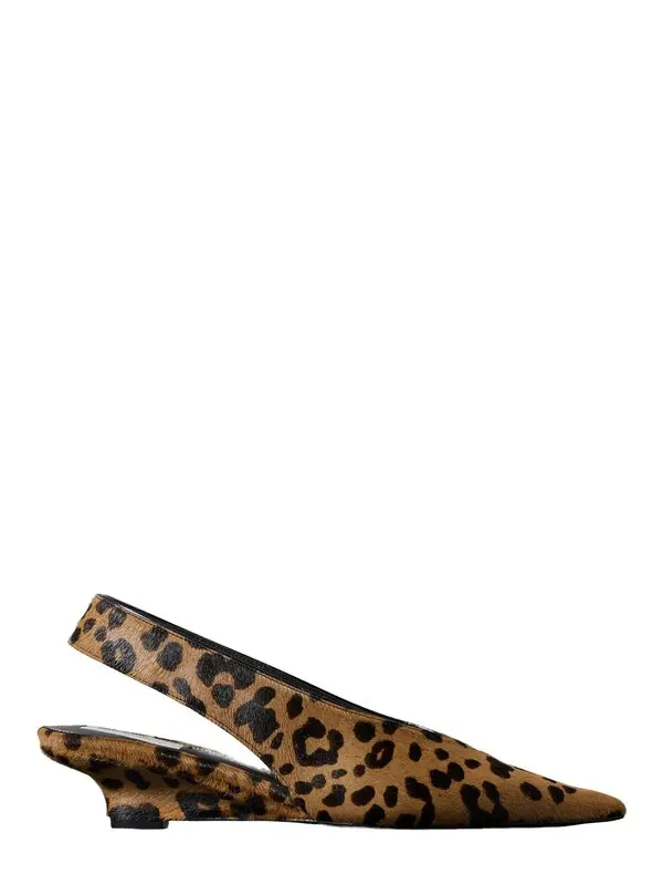 TOTEME Leopard-print Calf Hair Wedge Slingback Pumps - Animal Print