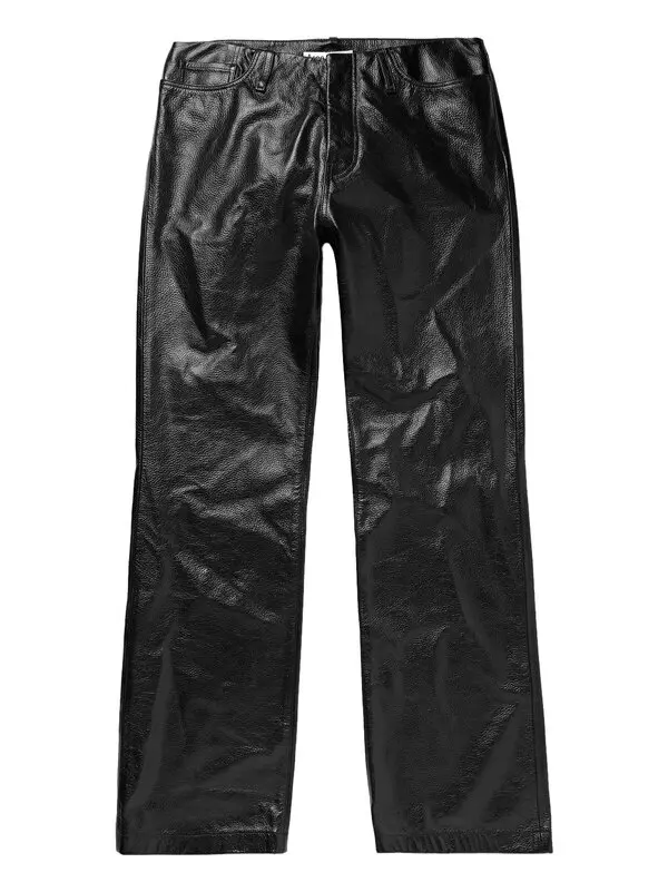 Acne Studios Lolen Straight-leg Full-grain Leather Trousers - Black