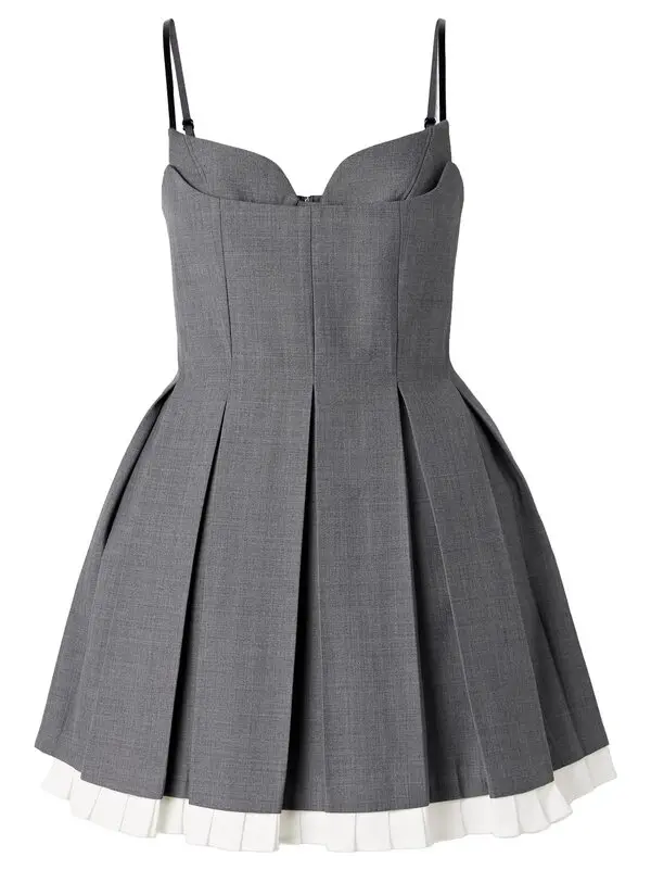 SHUSHU/TONG Layered Pleated Twill Dress - Gray