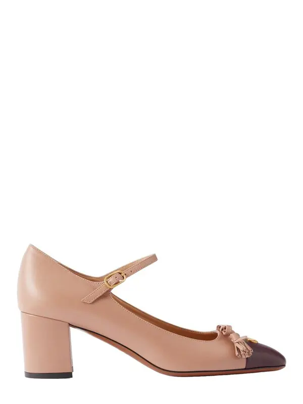 Valentino Garavani Valet Du Roi Tasseled Bow-embellished Two-tone Leather Pumps - Pink