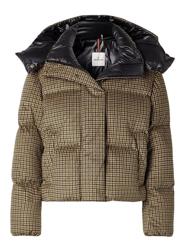 Moncler Quierzy Hooded Houndstooth Down Jacket - Brown