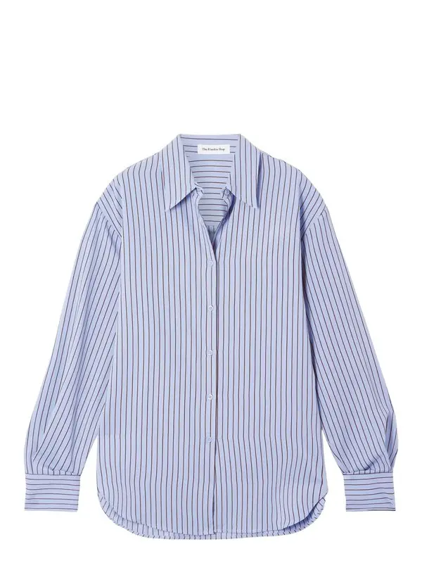THE FRANKIE SHOP Peri Striped Lyocell-blend Twill Shirt - Blue