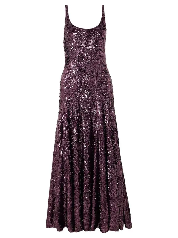 Rabanne Sequined Chiffon Gown - Purple