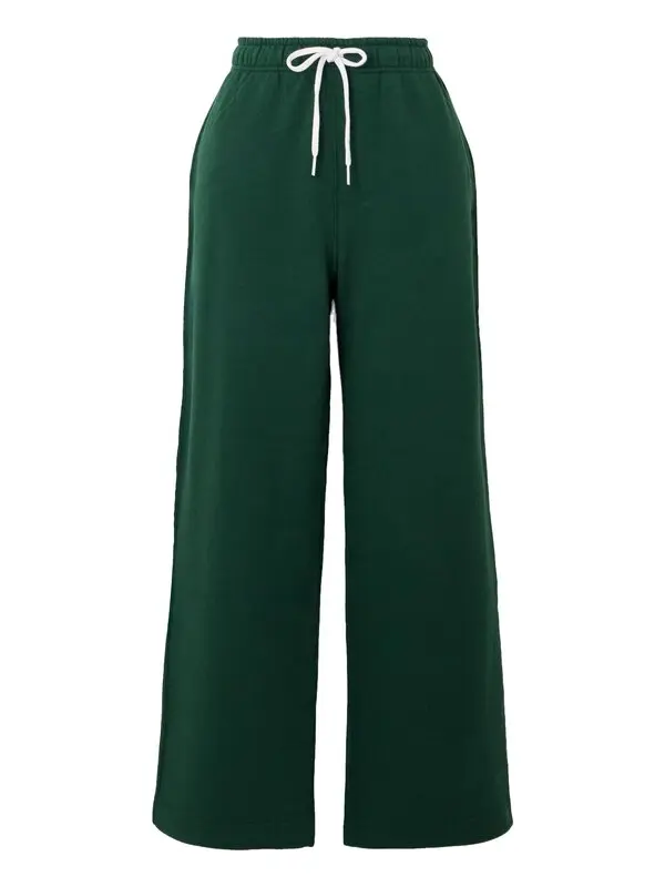 Polo Ralph Lauren Embroidered Cotton-blend Jersey Wide-leg Track Pants - Green