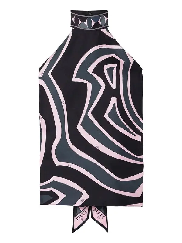 Emilio Pucci Printed Silk-twill Halterneck Top - Multi