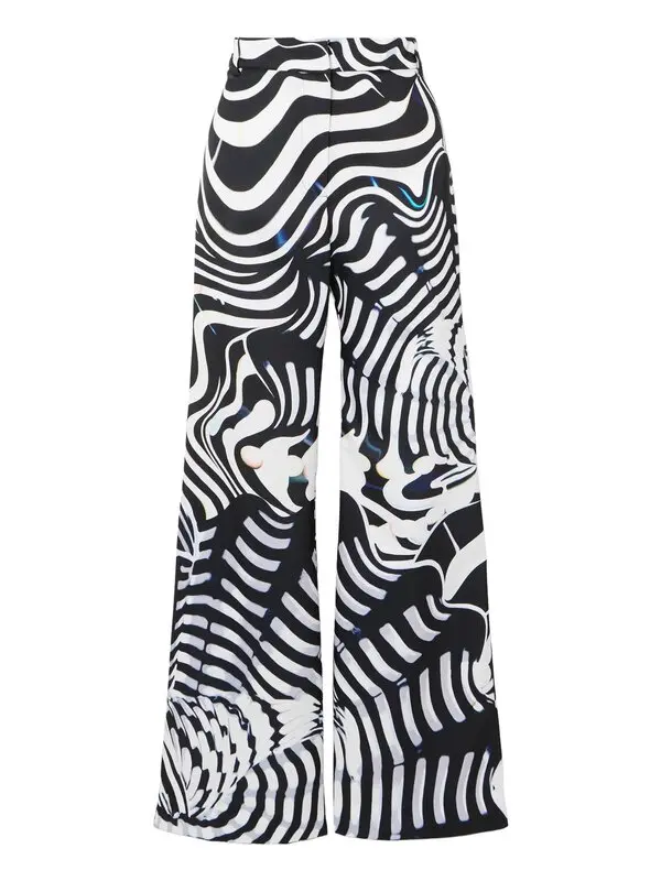 MARY KATRANTZOU Bryne Zebra-print Wide-leg Pants - Black