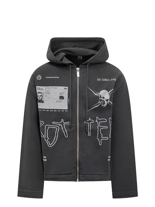 44 LABEL GROUP Printed Zip-up Hoodie - Black