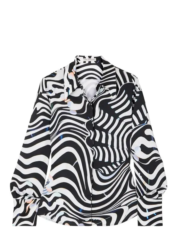 MARY KATRANTZOU Alcott Zebra-print Satin Blouse - Black