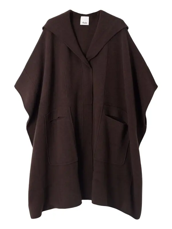ALLUDE Hooded Wool And Cashmere-blend Cape - Brown