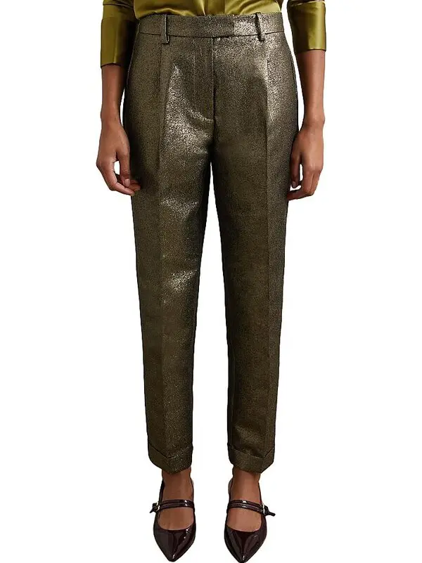 REISS Sparkle Tapered Pants - Gold