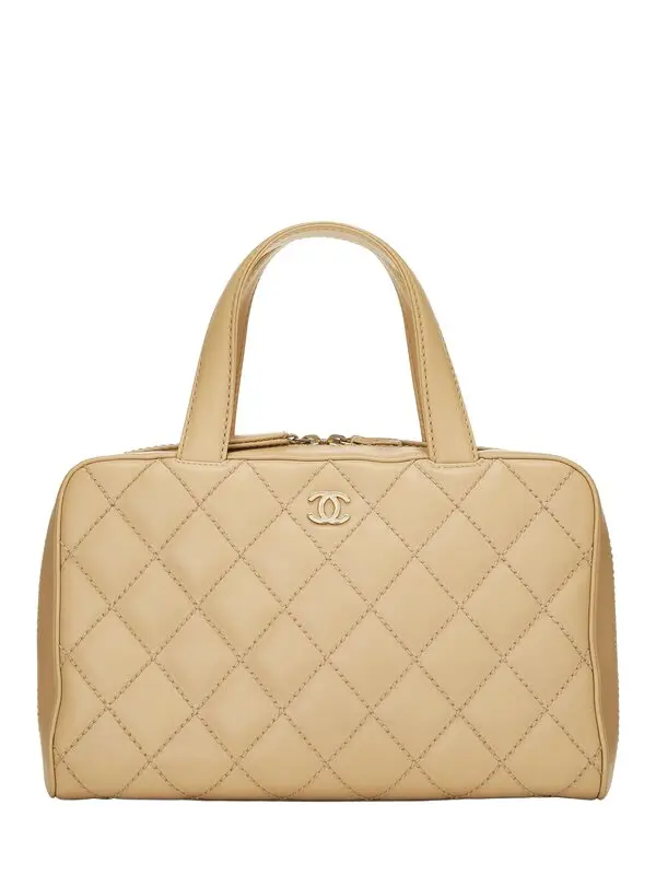 Chanel Leather Wild Stitch Boston Bag - Beige