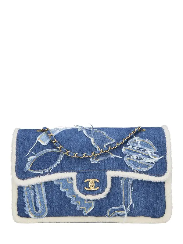 Chanel Paris-egypt Shearling Hieroglyph Flap - Blue