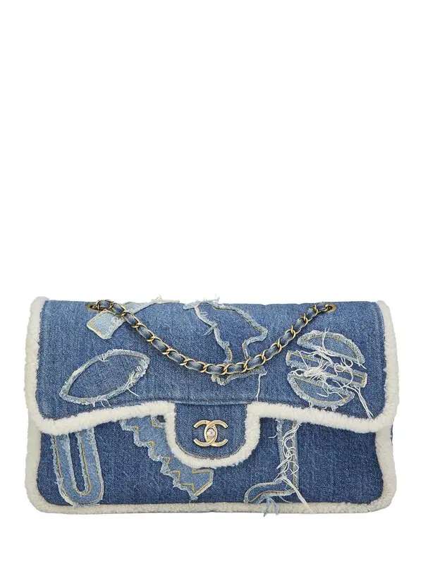 Chanel Paris-egypt Shearling Hieroglyph Flap - Blue