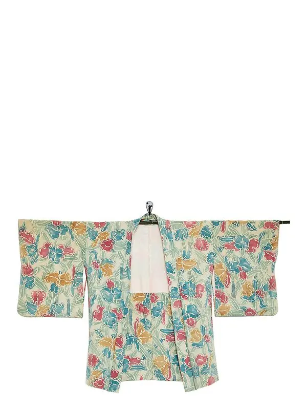 Vintage Wgaca Pastel Silk Batik Kimono Haori - Multi
