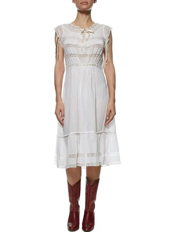 Vintage Wgaca Victorian Cotton Dress - White
