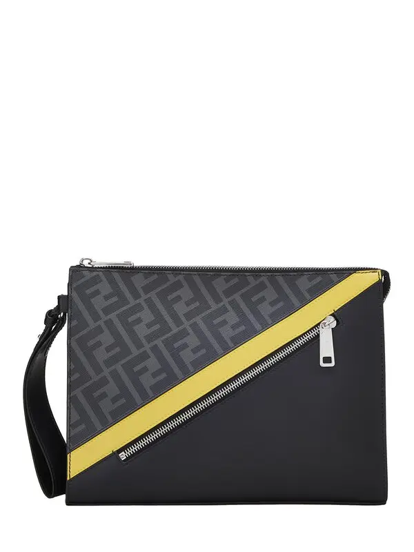 Fendi Zucca Coated Canvas Clutch - Black
