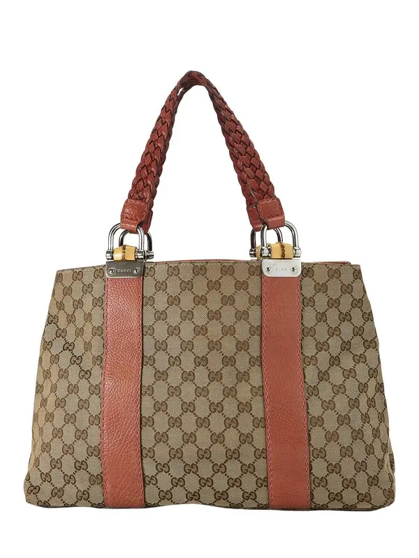 Gucci Original Gg Bamboo Bar Tote - Red