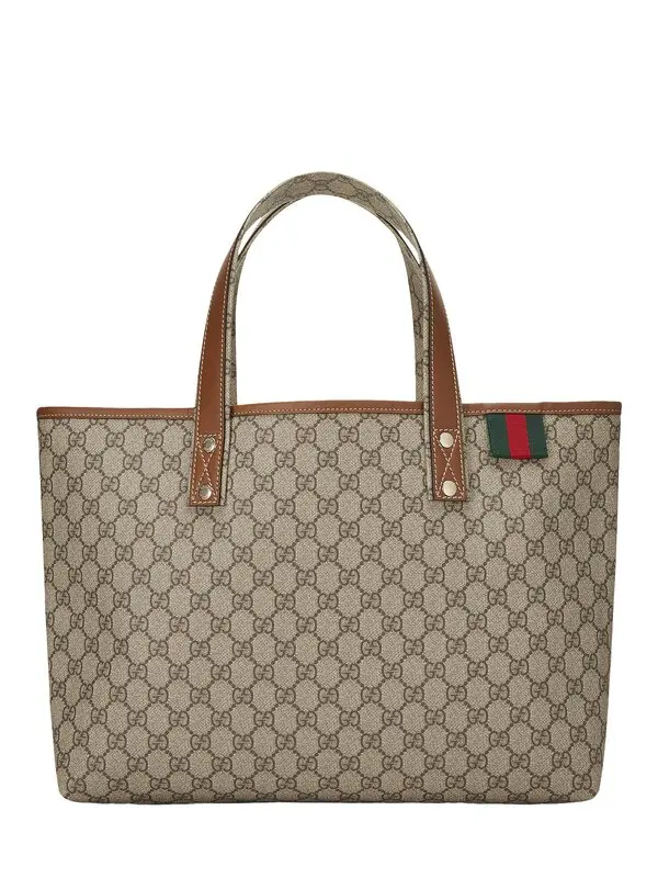 Gucci Gg Supreme Web Loop Tote - Brown