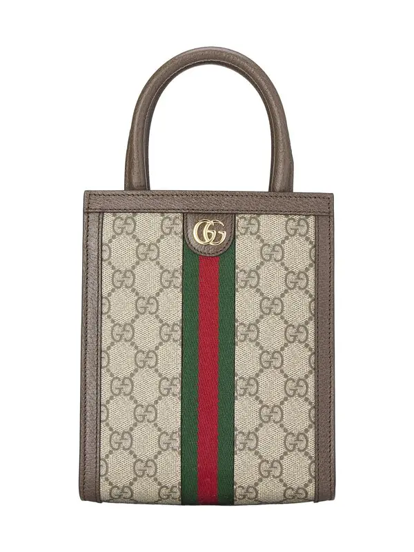 Gucci Gg Supreme Ophidia Top Handle Bag - Brown