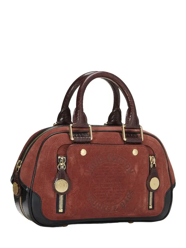 LOUIS VUITTON Suede Stamp Bag - Burgundy