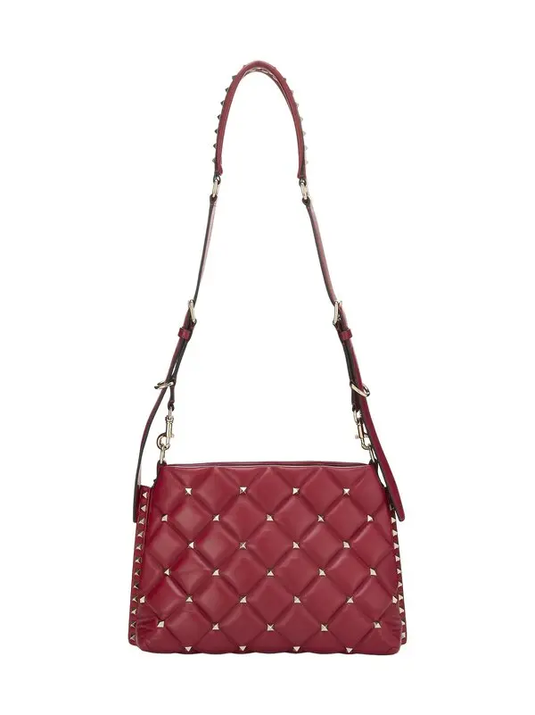 Valentino Garavani Candystud Leather Shoulder Bag - Red