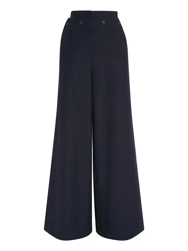 Max & Co. Wool-blend Wide-leg Trousers - Blue