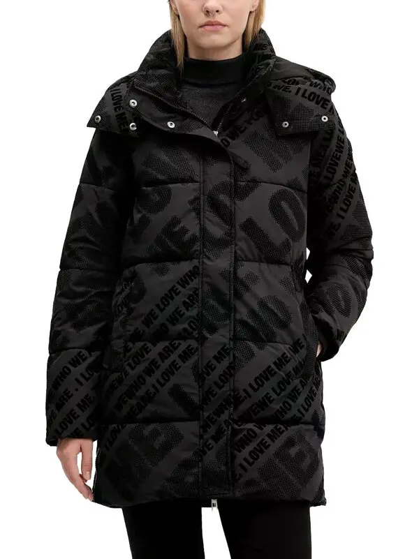 Desigual Printed Padded Coat - Black