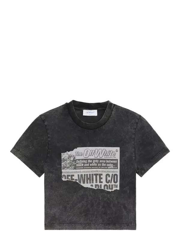 Off-White News Print Logo T-shirt - Grey