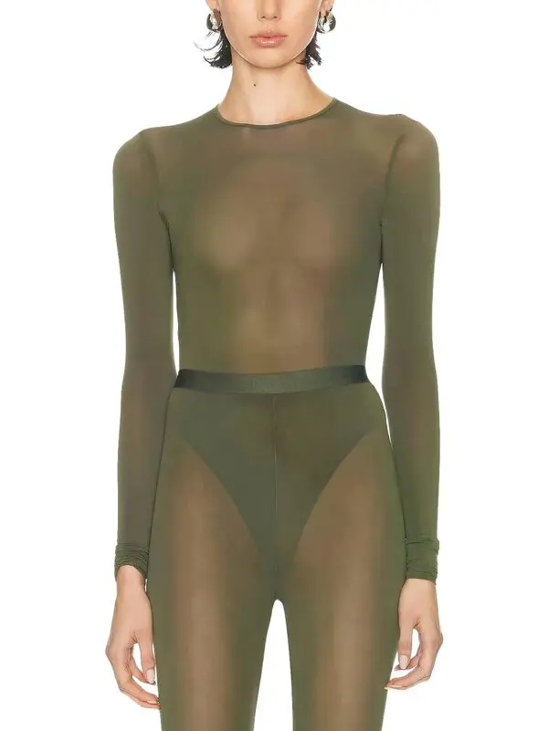 Wardrobe.NYC Sheer Bodysuit - Green