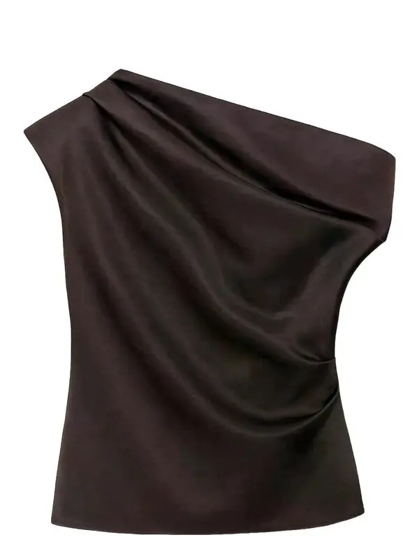 Simkhai Viva Draped One-shoulder Blouse - Brown