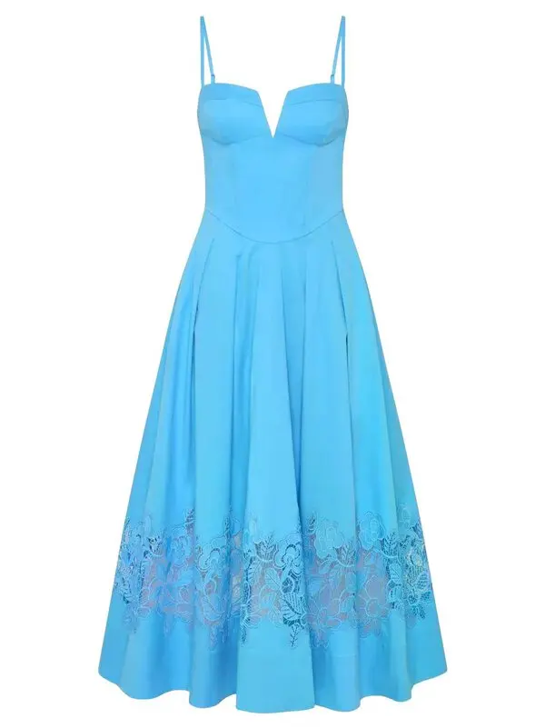 Rebecca Vallance Montreux Lace-panelled Dress - Blue