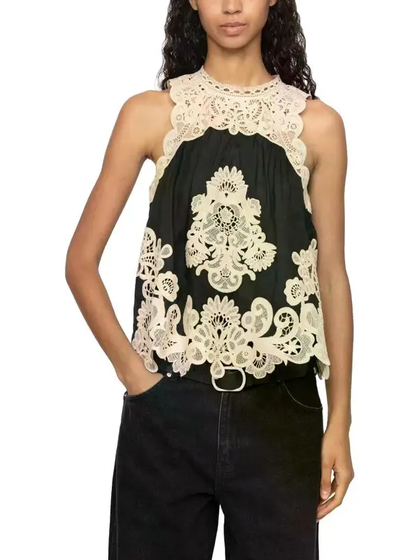 Sea Medina Floral-lace Blouse - Black