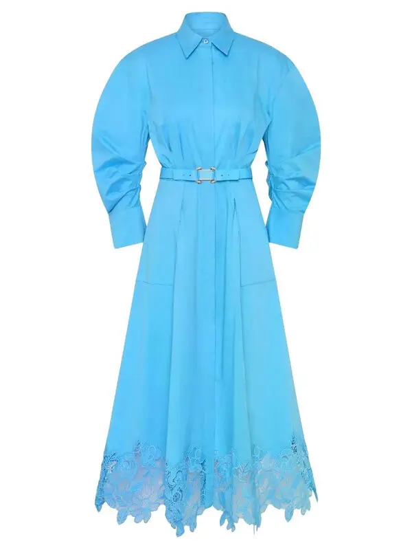 Rebecca Vallance Montreux Lace Shirt Midi Dress - Blue