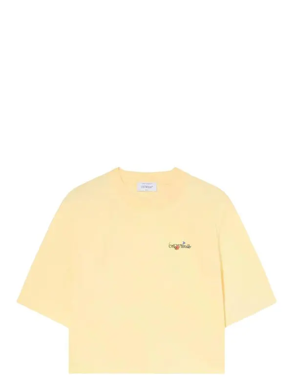 Off-White Floral Arrow Logo Crop Top - Yellow