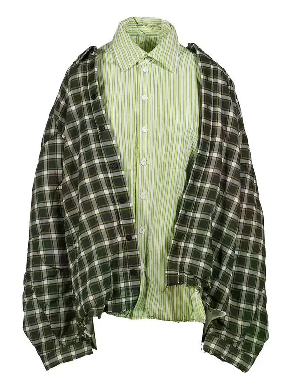 Natasha Zinko Pleated Moto Shirt - Green
