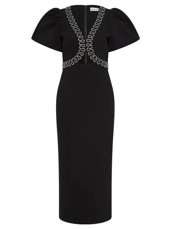 Rebecca Vallance Nyx Puff-sleeve Midi Dress - Black
