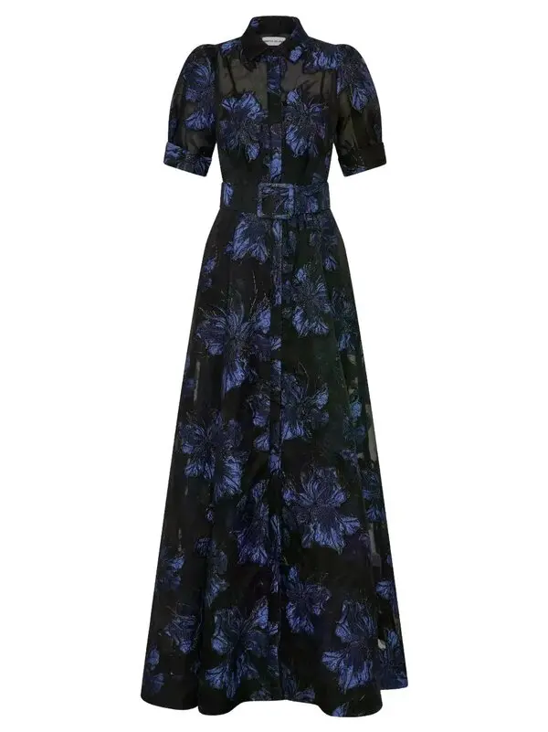 Rebecca Vallance Alexandra Floral Belted Maxi Dress - Blue