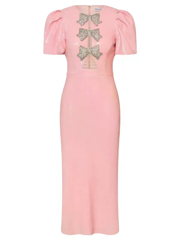 Rebecca Vallance Lydia Bow Puff-sleeve Midi Dress - Pink