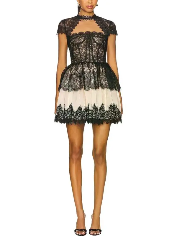BRONX AND BRONCO Daphne Lace Mini Dress - Black