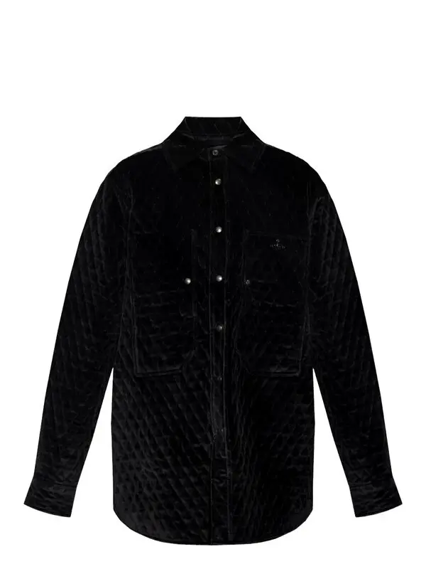 VIVIENNE WESTWOOD Logo-appliqué Quilted Velvet Jacket - Black