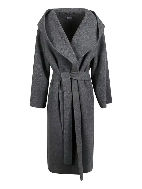 Max Mara Hooded Belted Coat - Grey