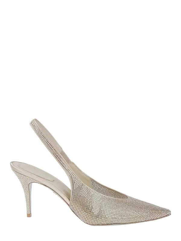 Rene Caovilla Crystal-embellished Slingback Pumps - Neutrals