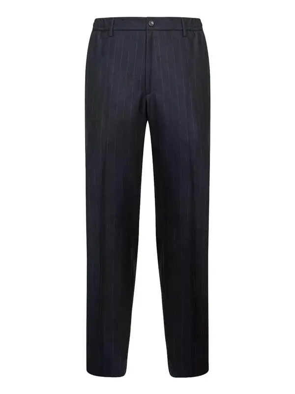Tagliatore Pinstripe Trousers With Elasticated Waist - Blue