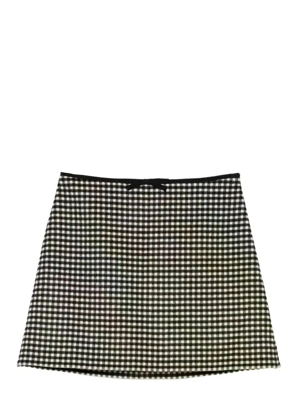 Valentino Garavani Checked A-line Skirt With Bow Detail - Neutrals