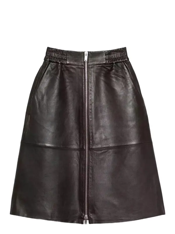 Ba&sh Pona Leather Midi Skirt - Brown
