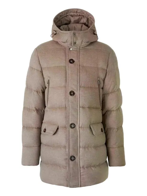 MOORER Buttoned Hooded Coat - Neutrals